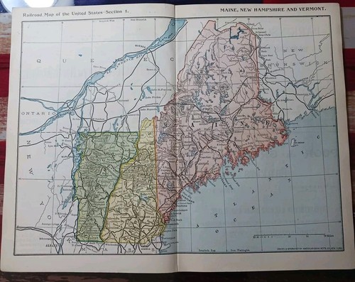 1895 Train Route Map Maine New Hampshire Vermont all Railroad Lines ...