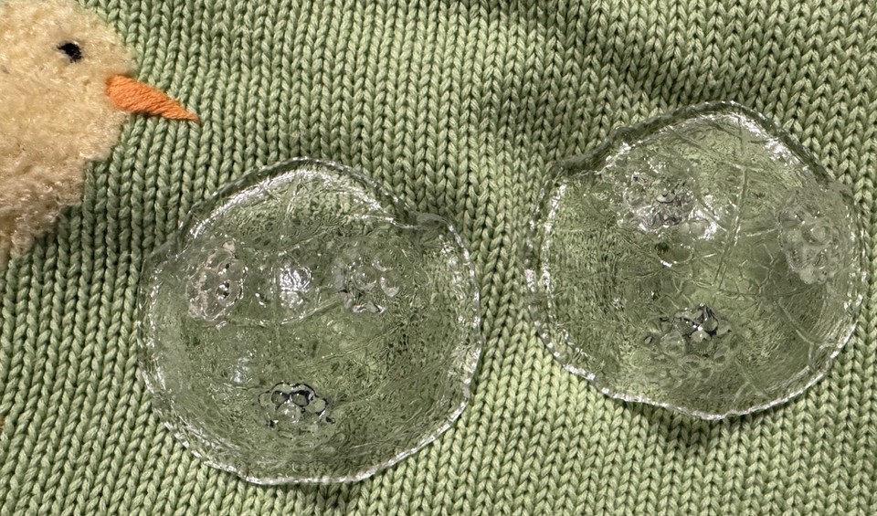 Vintage Glass Footed Tree or Cabbage Leaf Shaped Salt Dip Leaf Veins ...