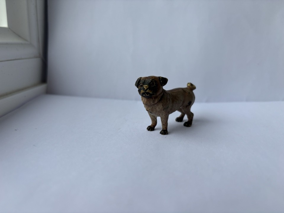 Antique Original Cold Painted Genuine Austrian Bronze Miniature Pug Dog (Lot 3) | eBay UK