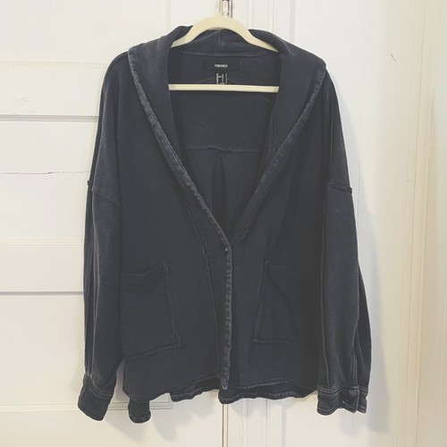 Forever 21 Women’s Oversized Dark Gray Shacket L Distressed Look Boho ...