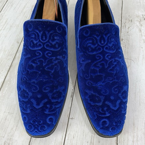 Stacy Adams Saunders Debossed Velour Slip On Shoes Sz 12 Royal Blue ...