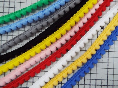 1 x meter Mini Pom Pom Tape Trimming Sewing Craft - 10 colours | eBay UK