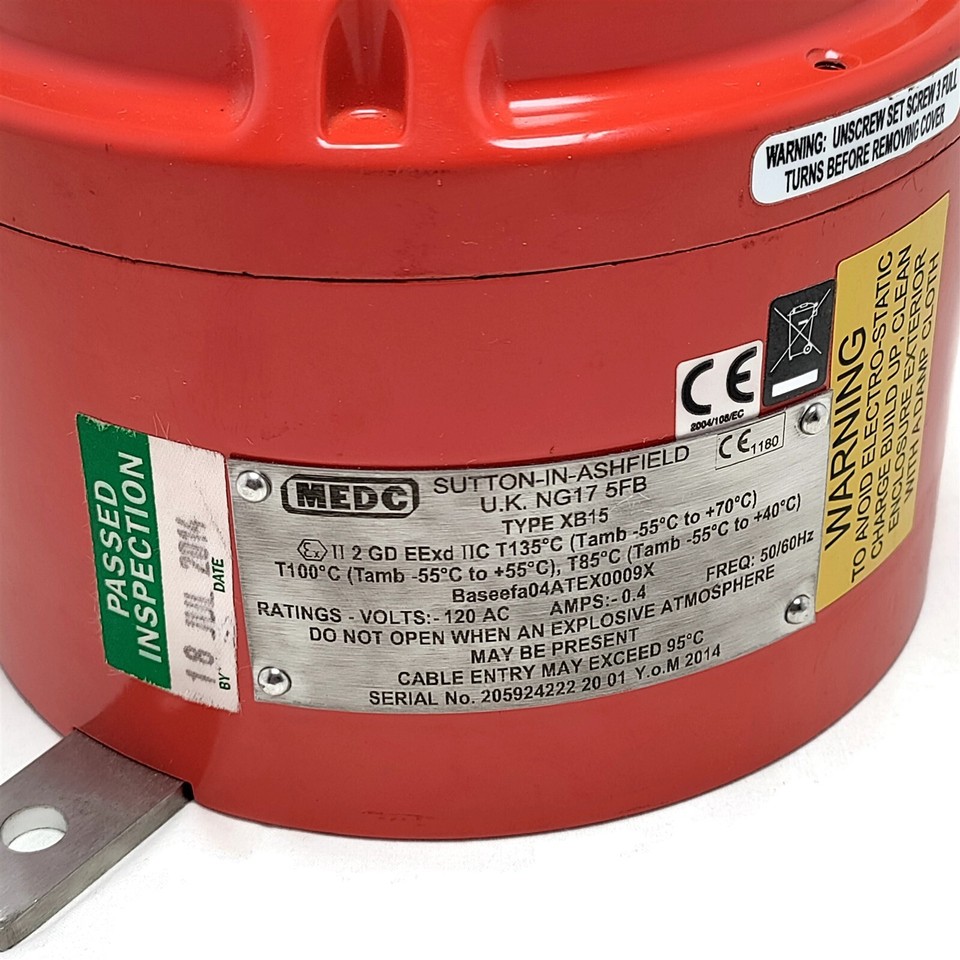 MEDC XB15 Flashing Beacon, Xenon, EEXD,RED,15 Joules, 120VoltsAC,60FPM ...