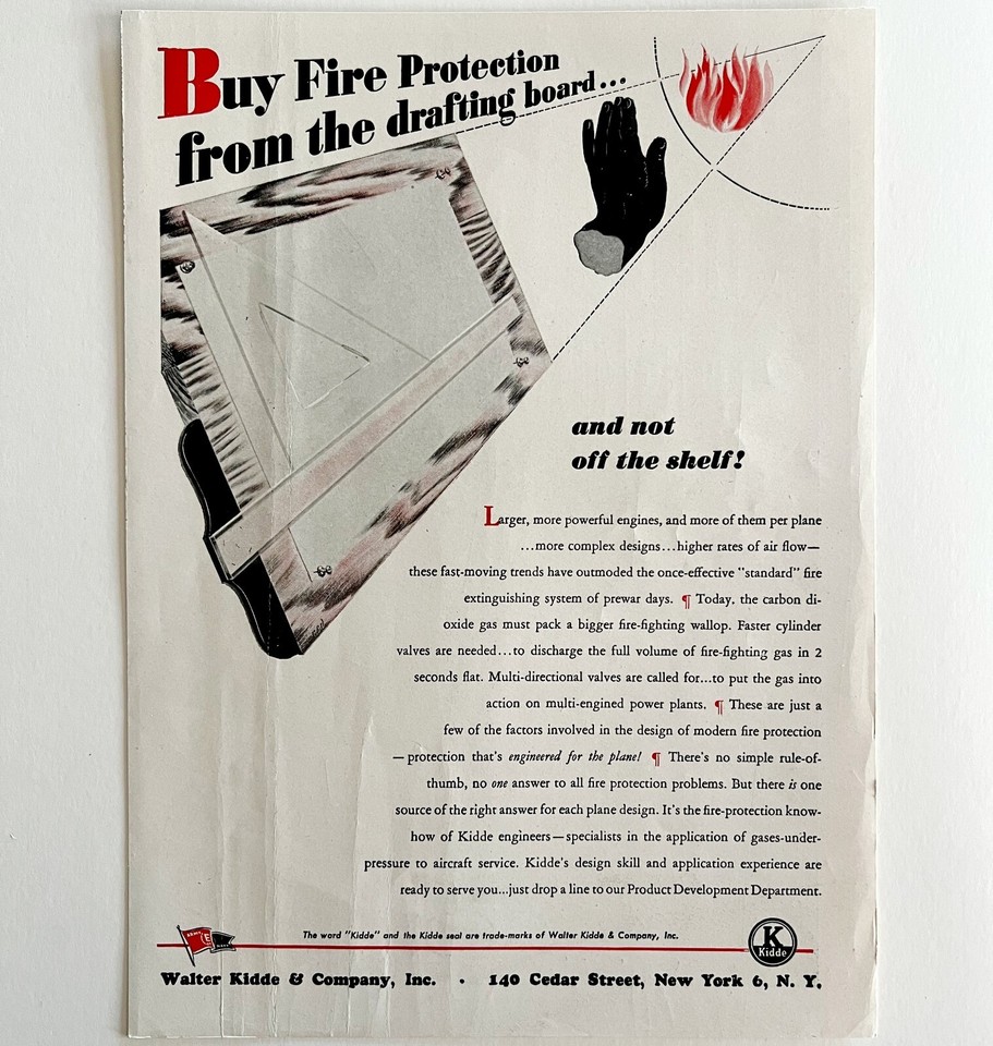 Kidde Fire Extinguishing System 1940s Advertisement Lithograph Draft ...