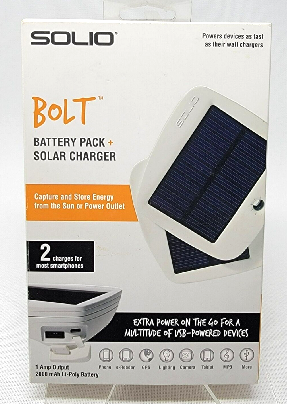 Solio Bolt Battery Pack + Solar Charger Extra Power on the Go for USB ...