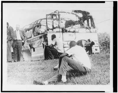 Burned out bus,Greyhound Bus,Anniston,Alabama,Passengers,Civil Rights ...