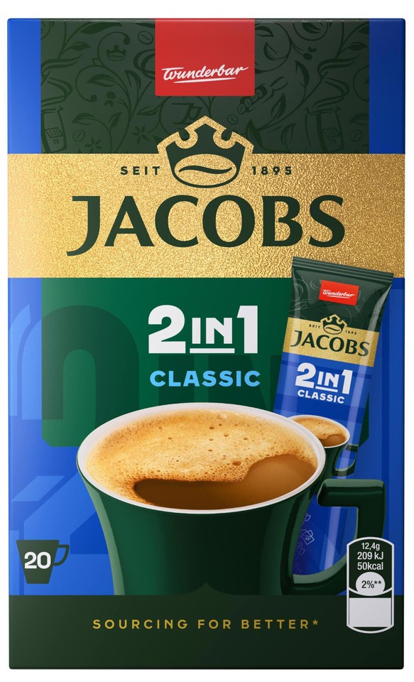 6 JACOBS Classic 2in1 Instant Coffee 20 Sticks Boxes 248g 8.75oz | eBay