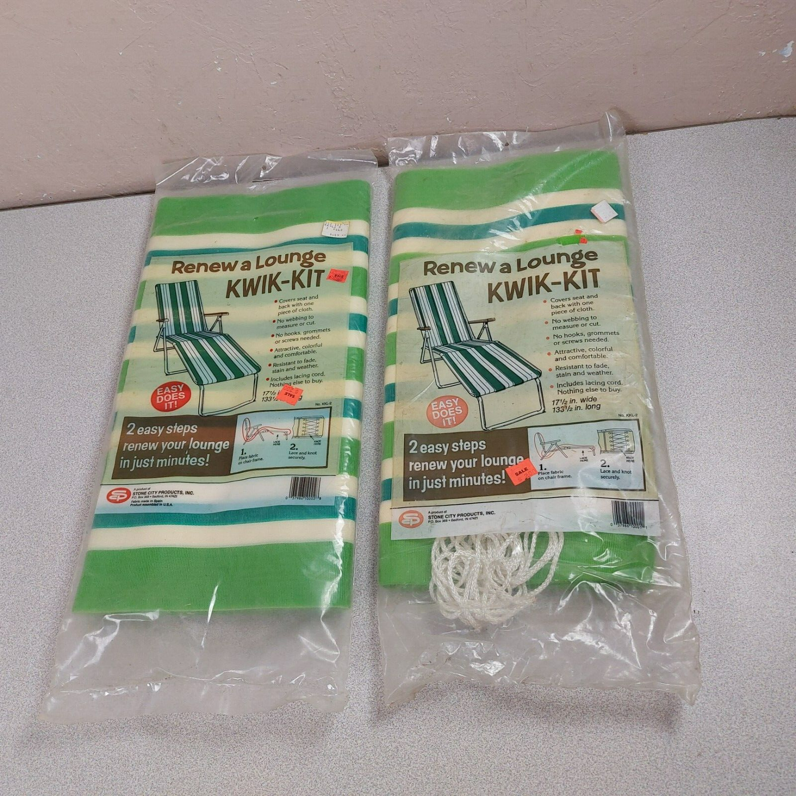 Vintage Lot 2 Renew A Lounge Kwik Kit Lawn Patio Lounger Repair Green 2 ...