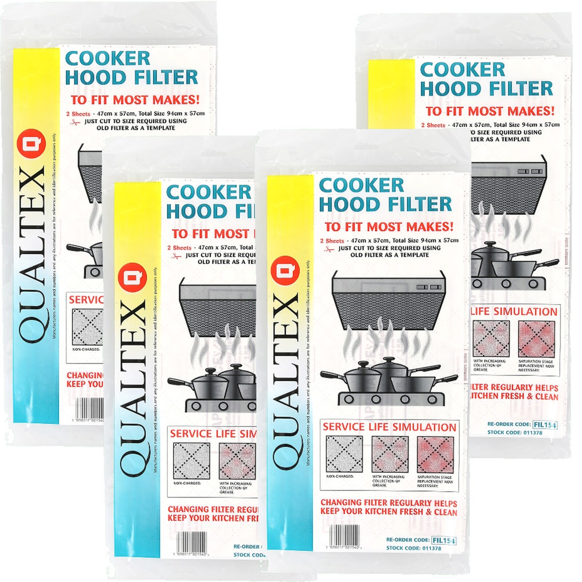 Grease Filter Paper 4 Universal Cooker Hood Grease Filters - Red ...
