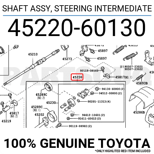 4522060130 Genuine Toyota SHAFT ASSY, STEERING INTERMEDIATE 45220-60130 ...