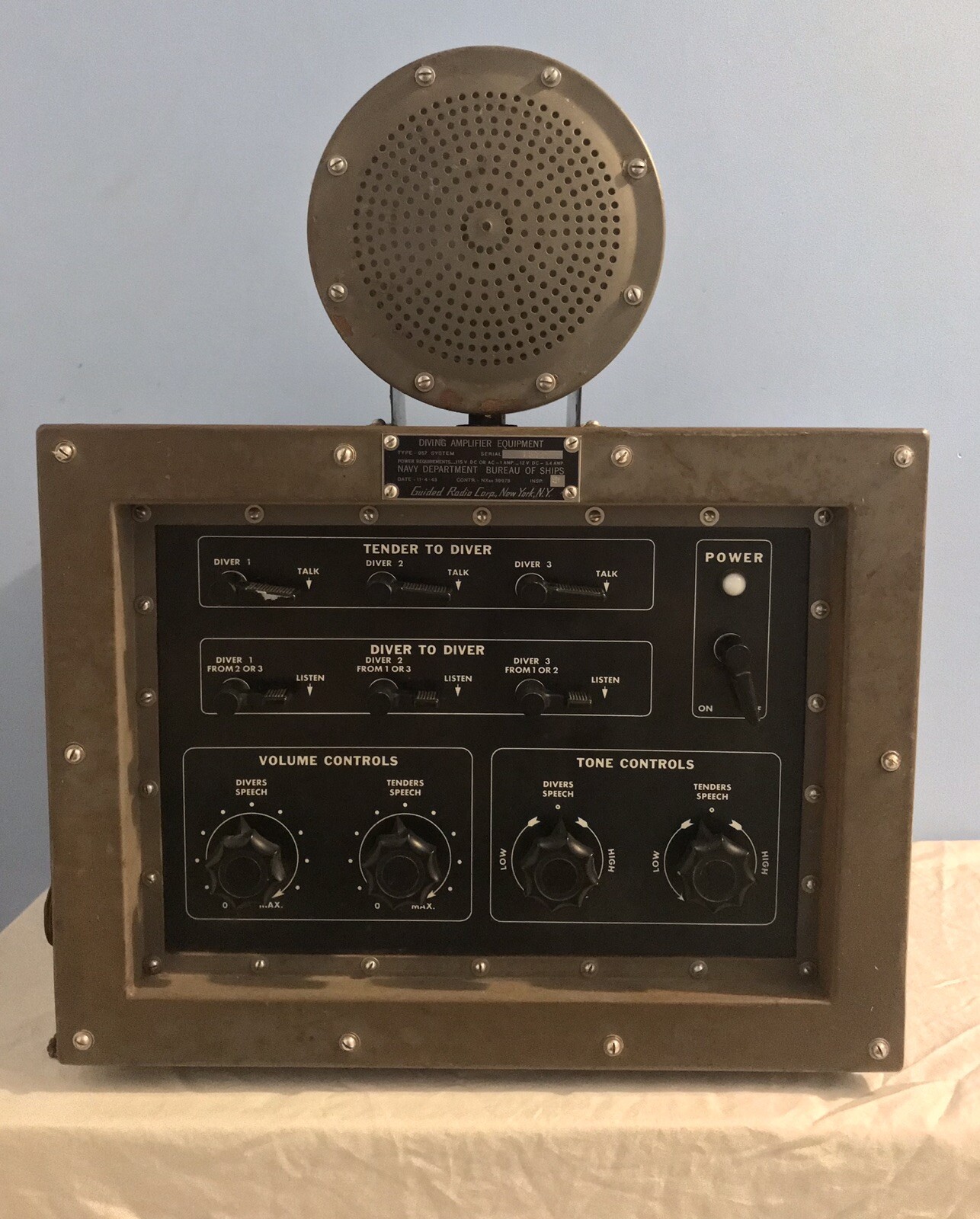 WWII WW2 1943 US Navy USN Mark V Type 957 Diver Diving Radio Guided ...