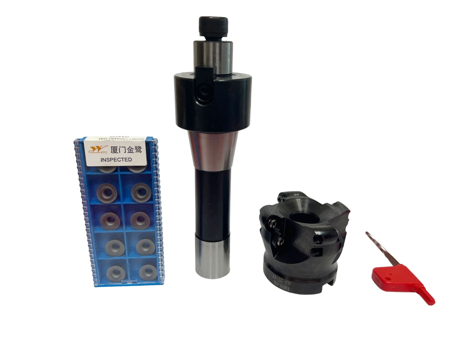 R8 63MM 4FLUTE 6R FACE MILLL CUTTER SET 7/16 DRAWBR & 10PCS CARBIDE ...