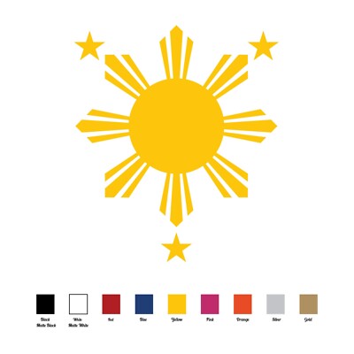 PHILIPPINE SUN AND THREE STARS of the Filipino Flag | Decal Vinyl ...