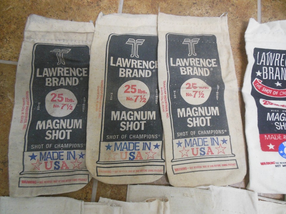 16 Lawrence Brand Magnum Shot 25 Lbs No. 7.5 EMPTY Canvas Bags Pouches ...
