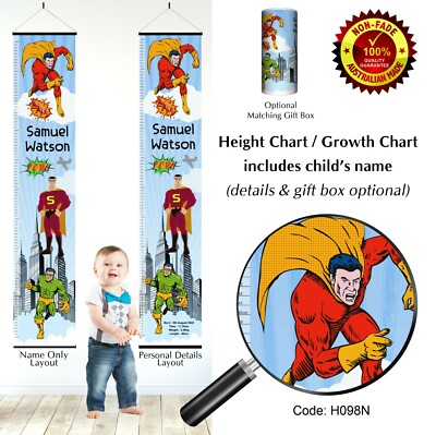 Height Growth Chart Super Hero Superman Superheros Theme | eBay