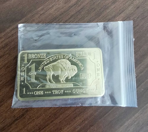 1 oz One Troy Ounce USA American Buffalo .999 Fine Bronze Bullion Bar ...