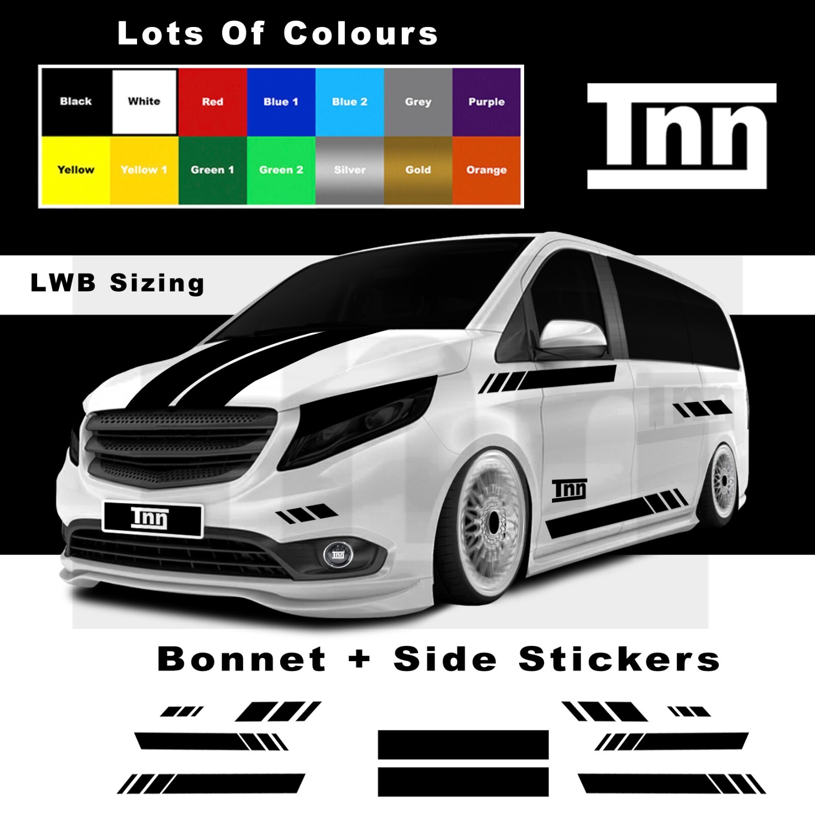 Stickers for Mercedes Vito Side Stripes Decals Graphics Long Van ...