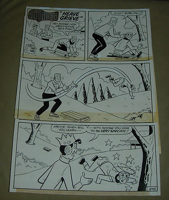 ARCHIE ORIGINAL ART JUGHEAD AND MOOSE "HEAVE GRIEVE" 1974 ONE PAGE GAG ...