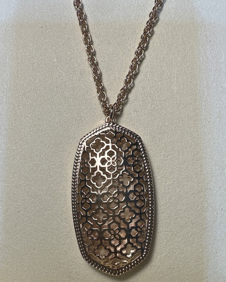 Kendra Scott Rae Long Pendant Necklace Gold tone Filigree | eBay
