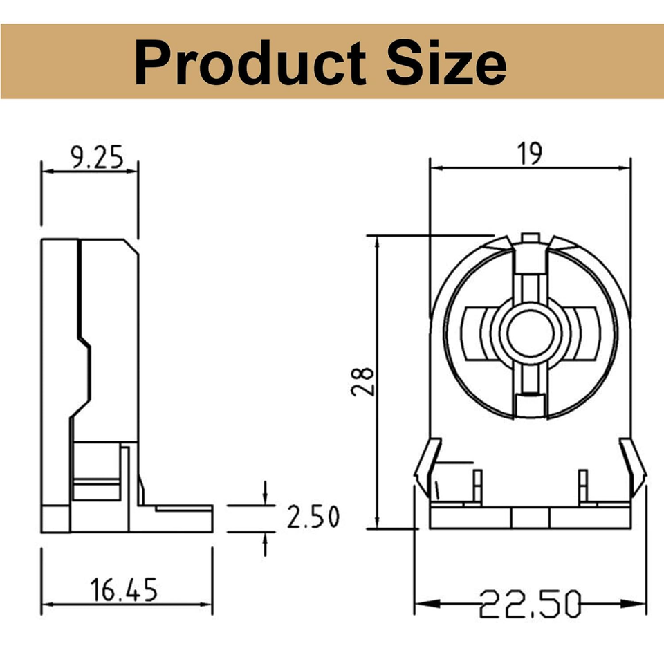 T5 LED Fluorescent Tube Lamp Holder Tombstone, TWDRTDD T5 Bi-Pin Socket ...