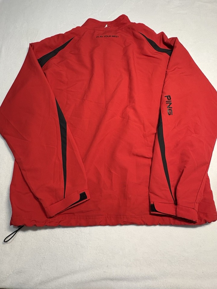 Ping Jacket Men L Red Golf 1/4 Zip Windbreaker Lightweight Lined Logo ...