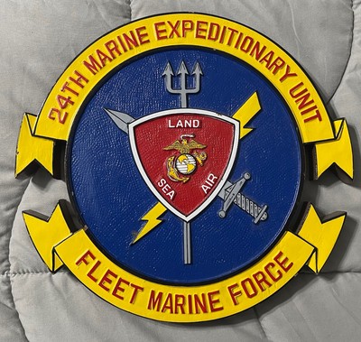 Hand carved US Marine Corps Wooden Plaque 12” Round, 7/8”Thick, 24th ...