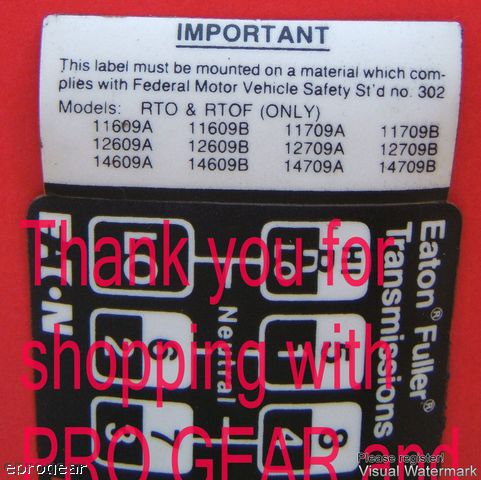 Eaton Fuller Transmission 9 speed RTO & RTOF Reverse H shift pattern ...