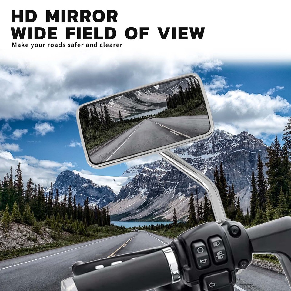 Chrome Rectangle Motorcycle Rear View Mirrors For Harley Fatboy Bobber ...