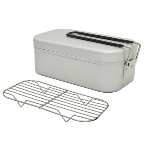 Camping Bento Box Tin Alloy Camping Lunch Box with Steaming Rack R9M0 ...