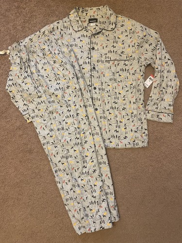JOE BOXER 2 Piece Men's Gray Flannel PAJAMAS Reindeer Pine Tree Size M ...
