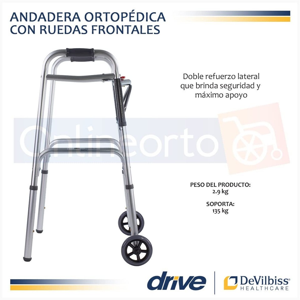 Drive Medical Deluxe - Walker two button folding w/ 5" wheels | eBay
