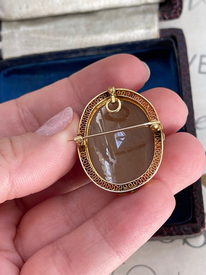 Antique Cameo brooch 19th century 10K Gold Deep Carved & Women brooch ...