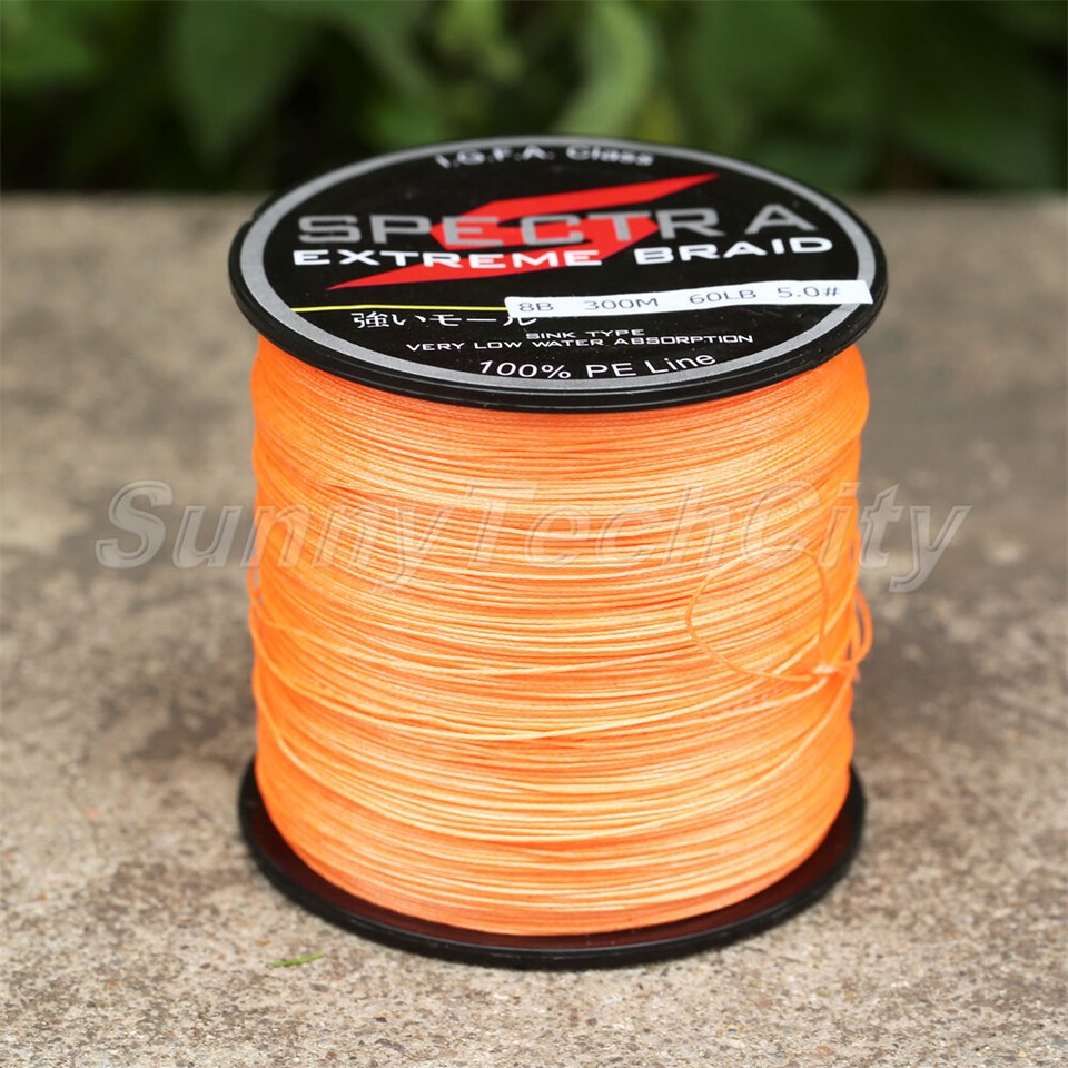 8 Strands Braided Fishing Line 300/500/1000m 12-160LB Sea Orange ...