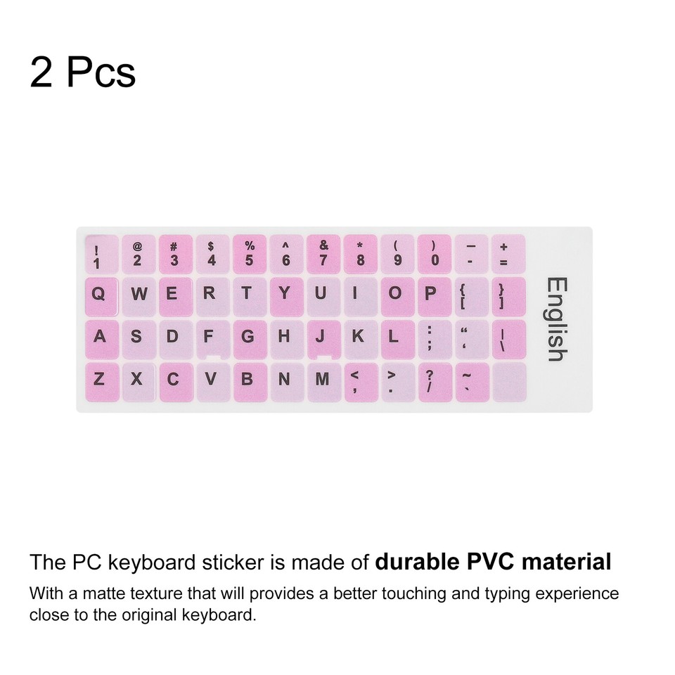 Universal English Keyboard Stickers Pink Background W Black Lettering ...