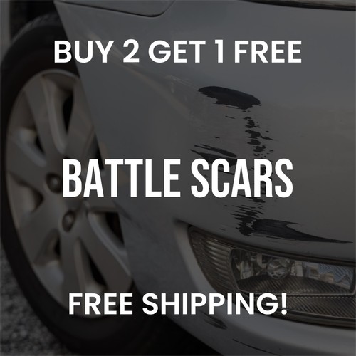 Battle Scars Funny Bumper Sticker Vinyl Decal Accident Crash Dent JDM ...