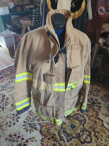 Vintage Retired Firefighter Turnout JACKET FIRE COAT USED 46 X 32 SHELL ...