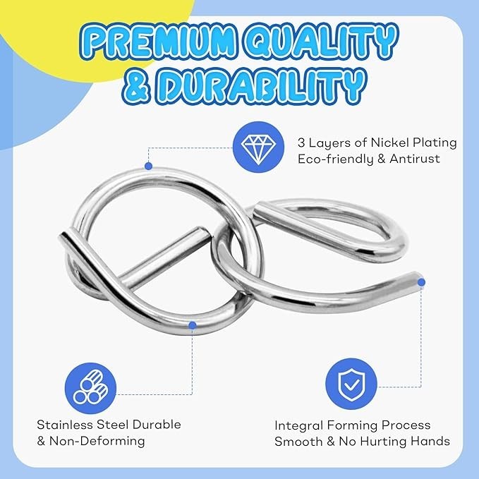 Metal Brain Teaser Puzzles Ring Educational Toys, Steel IQ Games ...
