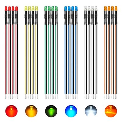 UK 60pcs 3MM 12V LED Diodes Lights Emitting Pre-Wired | eBay UK