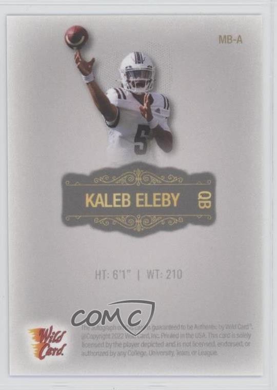 2022 Wild Card MATTE Auto Silver - Silver Foil /100 Kaleb Eleby Rookie ...