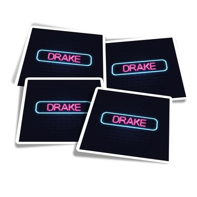 4x Vinyl Stickers Neon Sign Design Drake Name #351861 | eBay UK