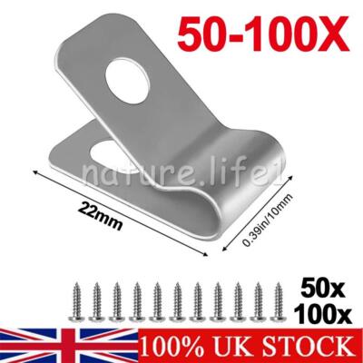 50/100X Wire Mesh Screw on clips Fencing P-Clips Security Fencing Dog ...