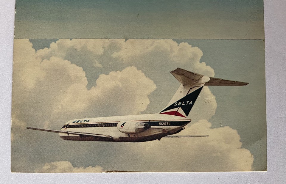 Rare 1975 Delta Airlines Postcard TriStar 3, Boing 727, Douglas DC-9-32 ...