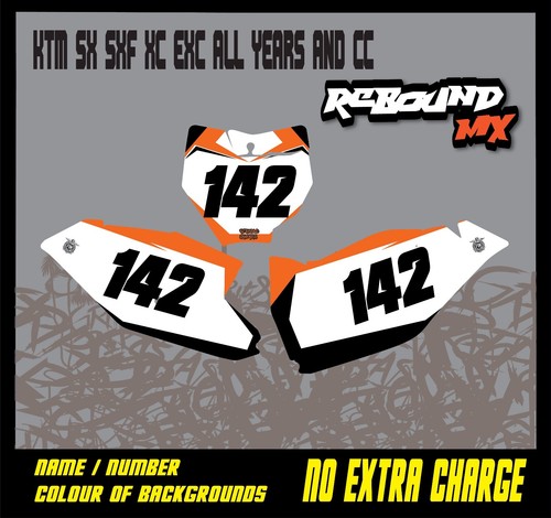 Rebound mx number board background graphics to fit KTM 65 85 125 250 ...