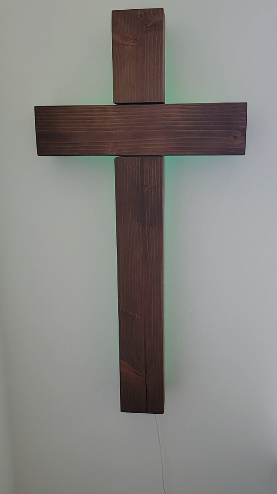 Wood Cross LED Light-UP Backlit Church Wall Mount Handmade Large 48" x ...