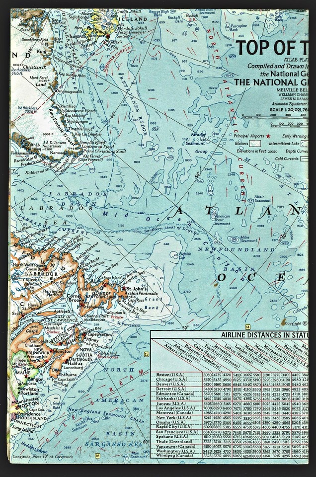 ⫸ 1965-11 November Vintage TOP OF THE WORLD – National Geographic Map ...