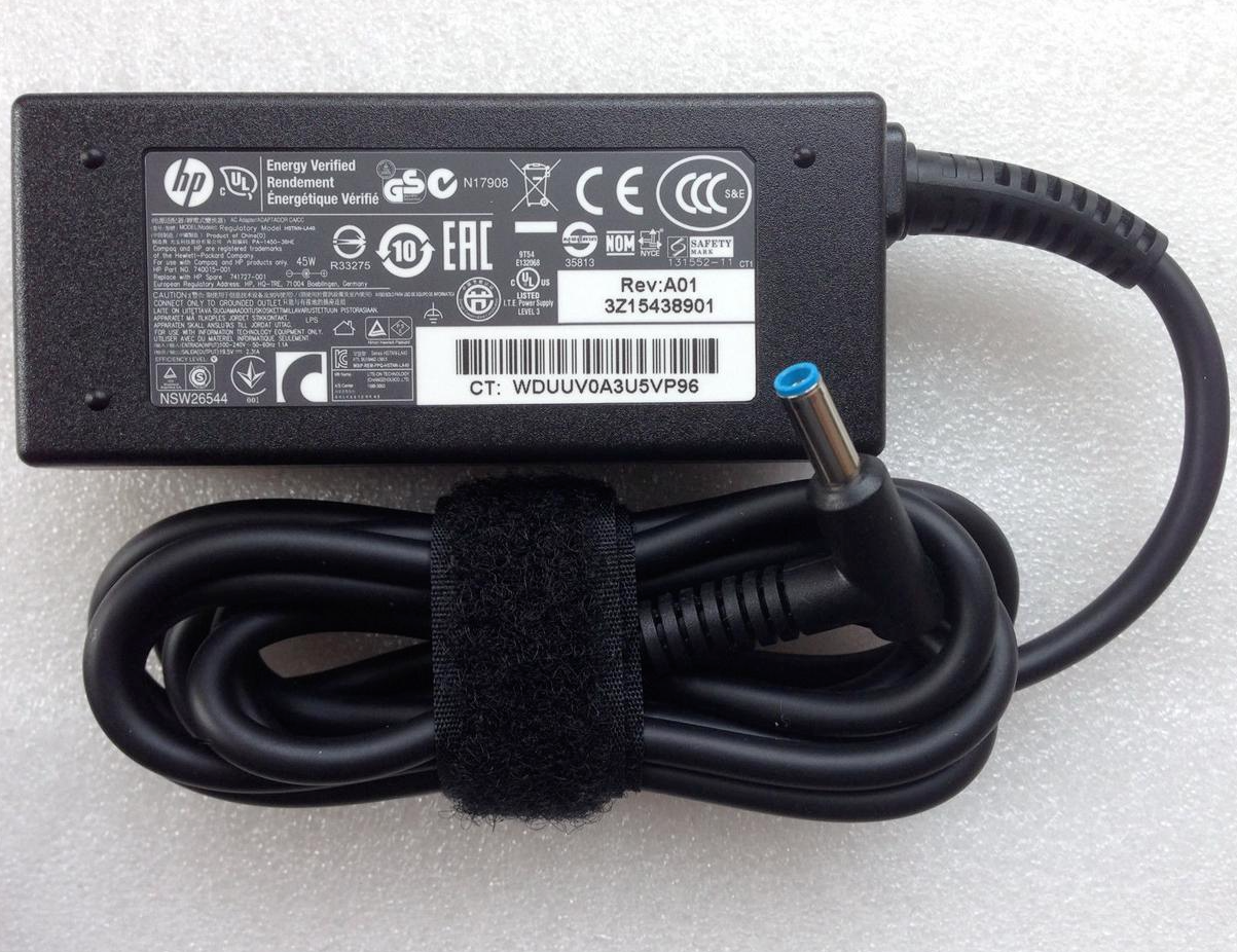 Genuine HP laptop AC Adapter Power Supply charger 19.5V 45W blue tip ...