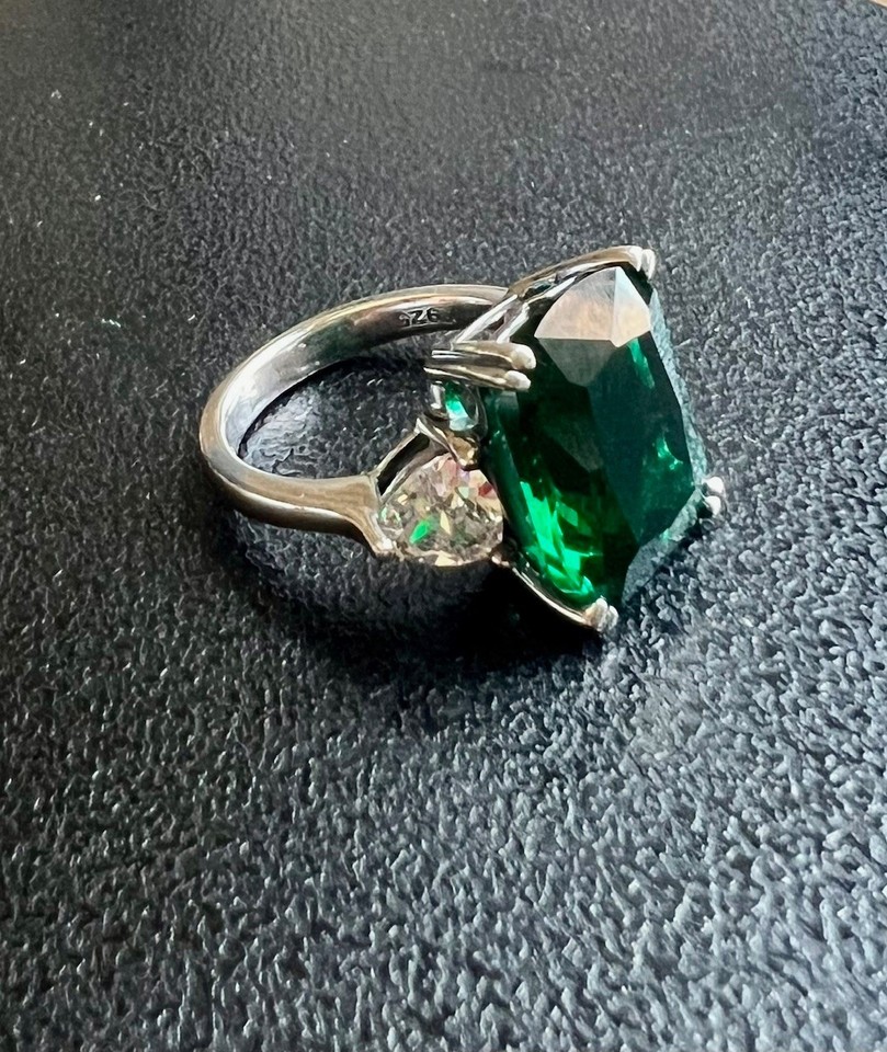 Ross-Simons 12.70 Carat Simulated Emerald Ring in Sterling Silver (Size ...