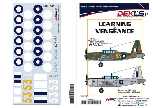 1/48 Decals 'Learning of Vengeance' Vultee Vengeance Trainers - DEKL's ...