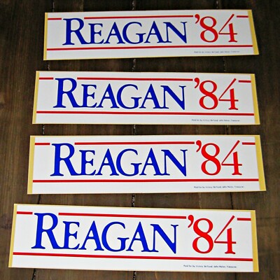 LAST ONE! 'Reagan 84' Presidential Bumper Sticker Vintage Decal UNUSED ...