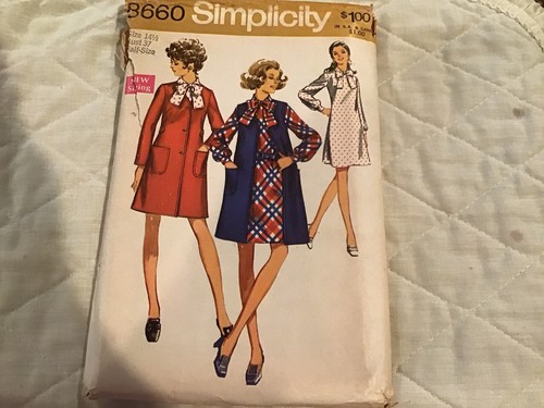 Simplicity 8660 Vintage Shirt Dress 14 1/2 Bust 35" 1969 '60s Sewing ...